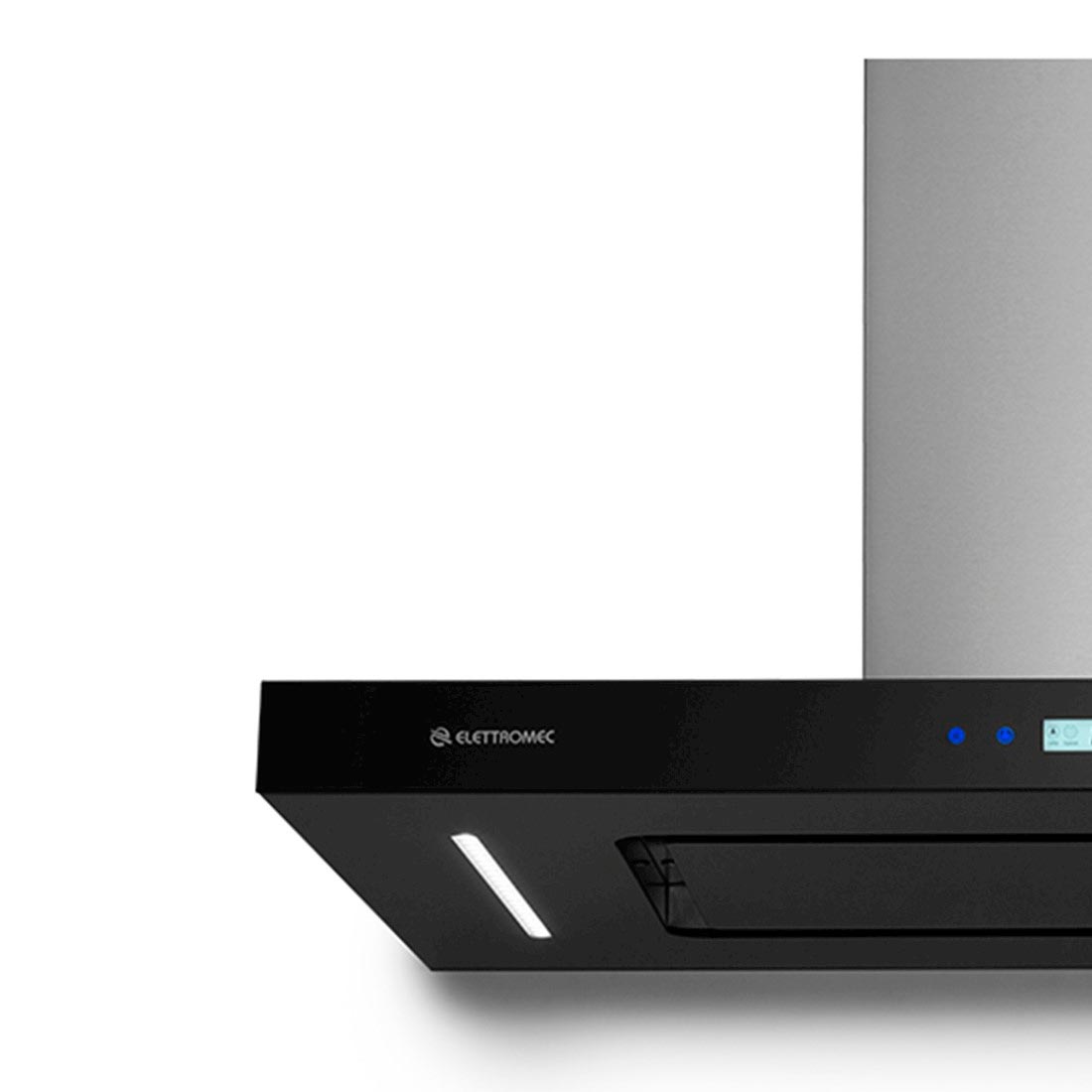 COIFA DE ILHA ELETTROMEC VETRO INOX E VIDRO CFI-VTR-90-VP-2ATB - VHS Eletro